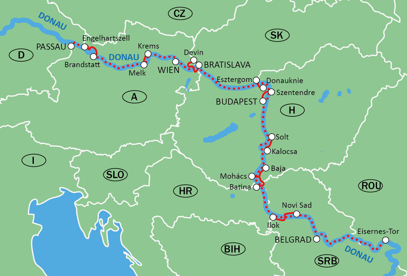 Rad- und Schiffsreise entlang der Donau Passau - Eisernes Tor ...