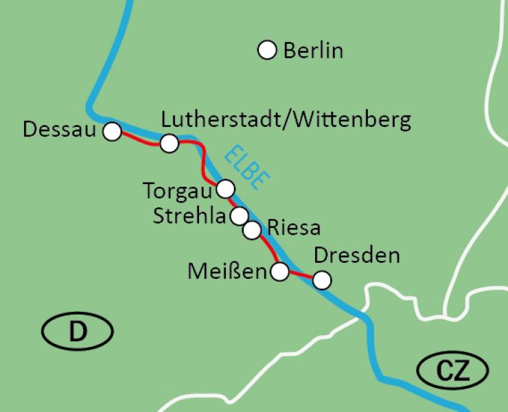Radreise Elberadweg/Dresden-Wittenberg-Dessau-Magdeburg